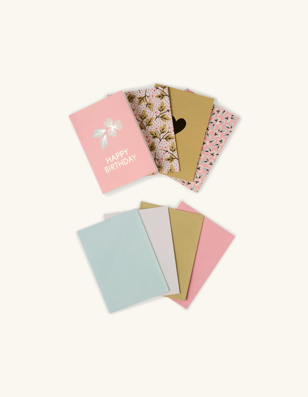 Kaarten met enveloppen | Papier. 8 x 11 cm. 4 stuks. | Sea Blue