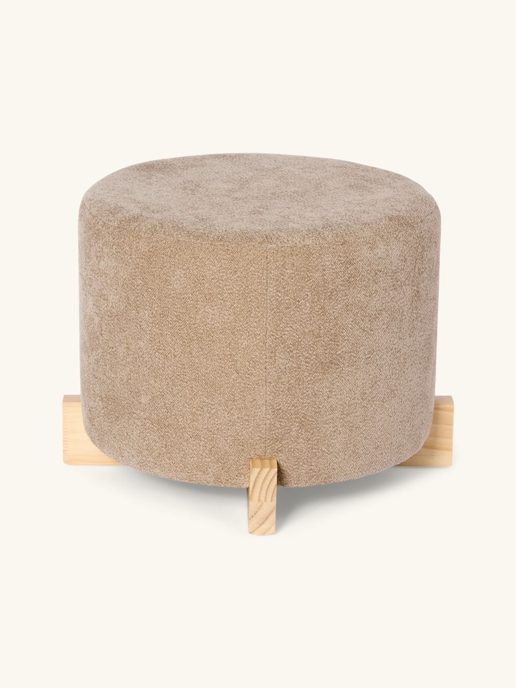 Pouffe with foot | Ø47 x 35 | Light Brown