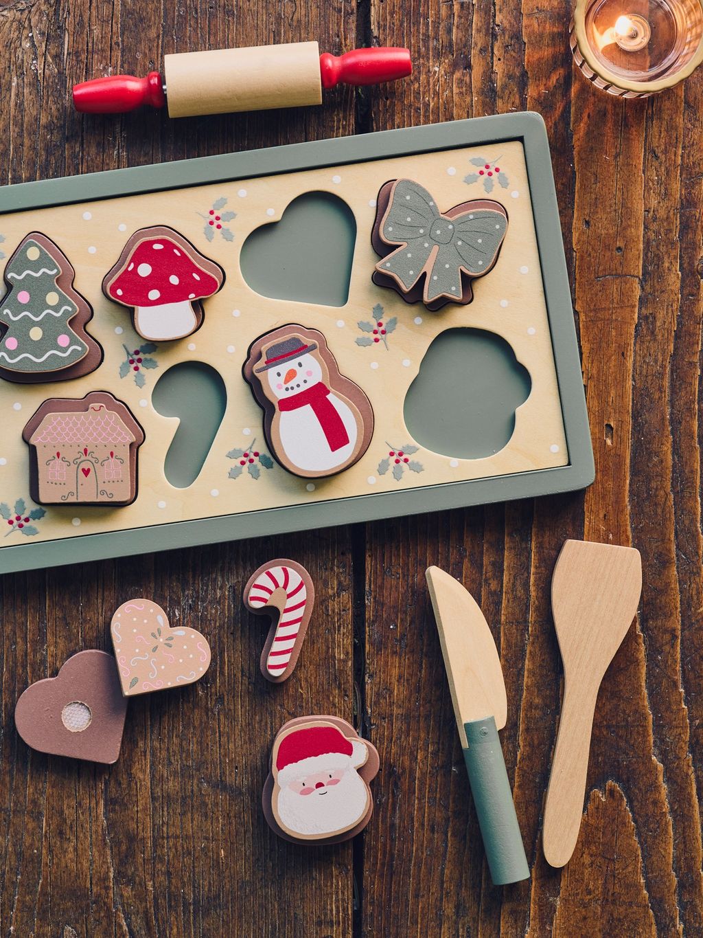 Toy Christmas baking set | Plywood/MDF. | Moss Green
