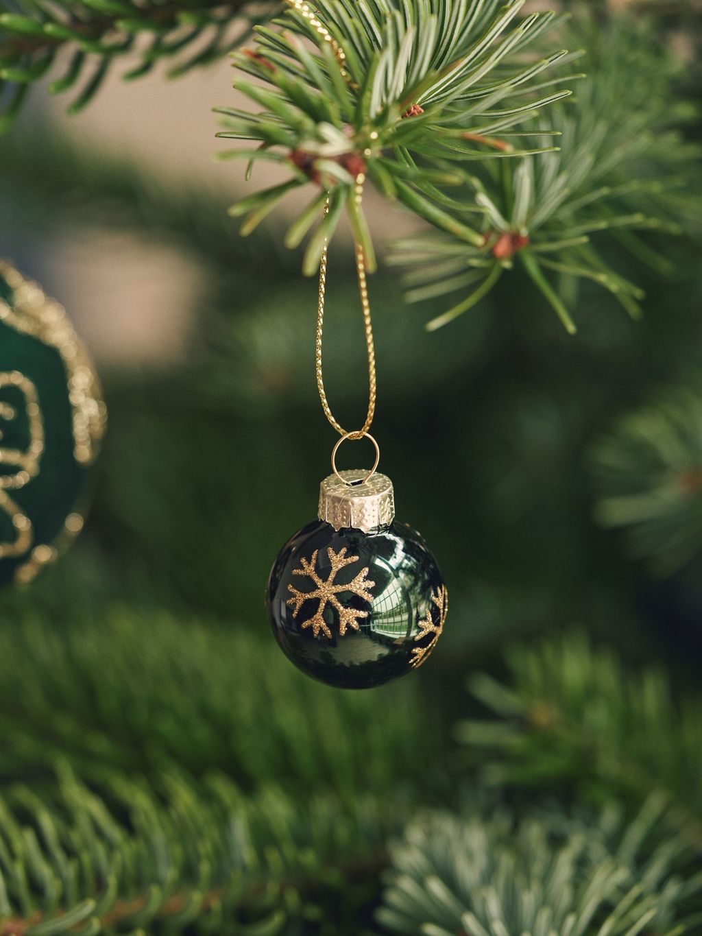 Boule de Noël | Verre. Ø3 cm. | Dark Green, Gold