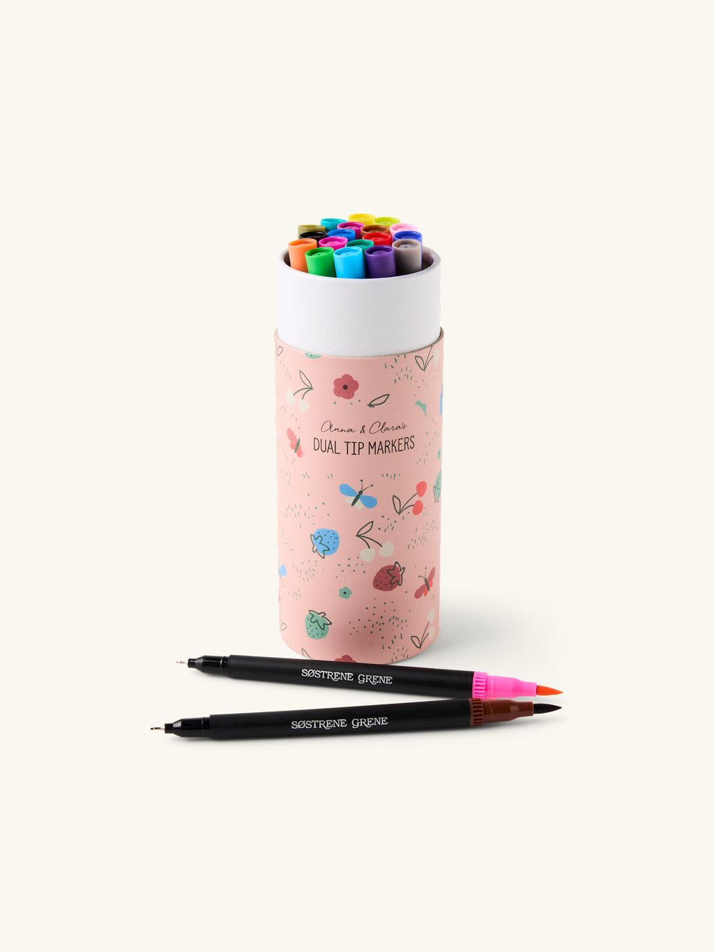 Box with dual tip markers | Ø6.5 cm. | Coral