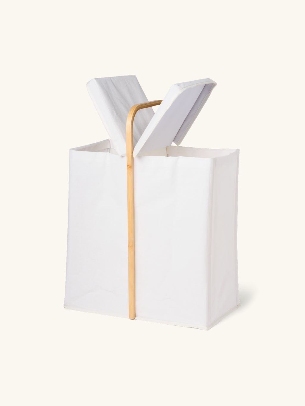 Vasketøjskurv med to rum | 55 x 30 x 54 cm. | Off White