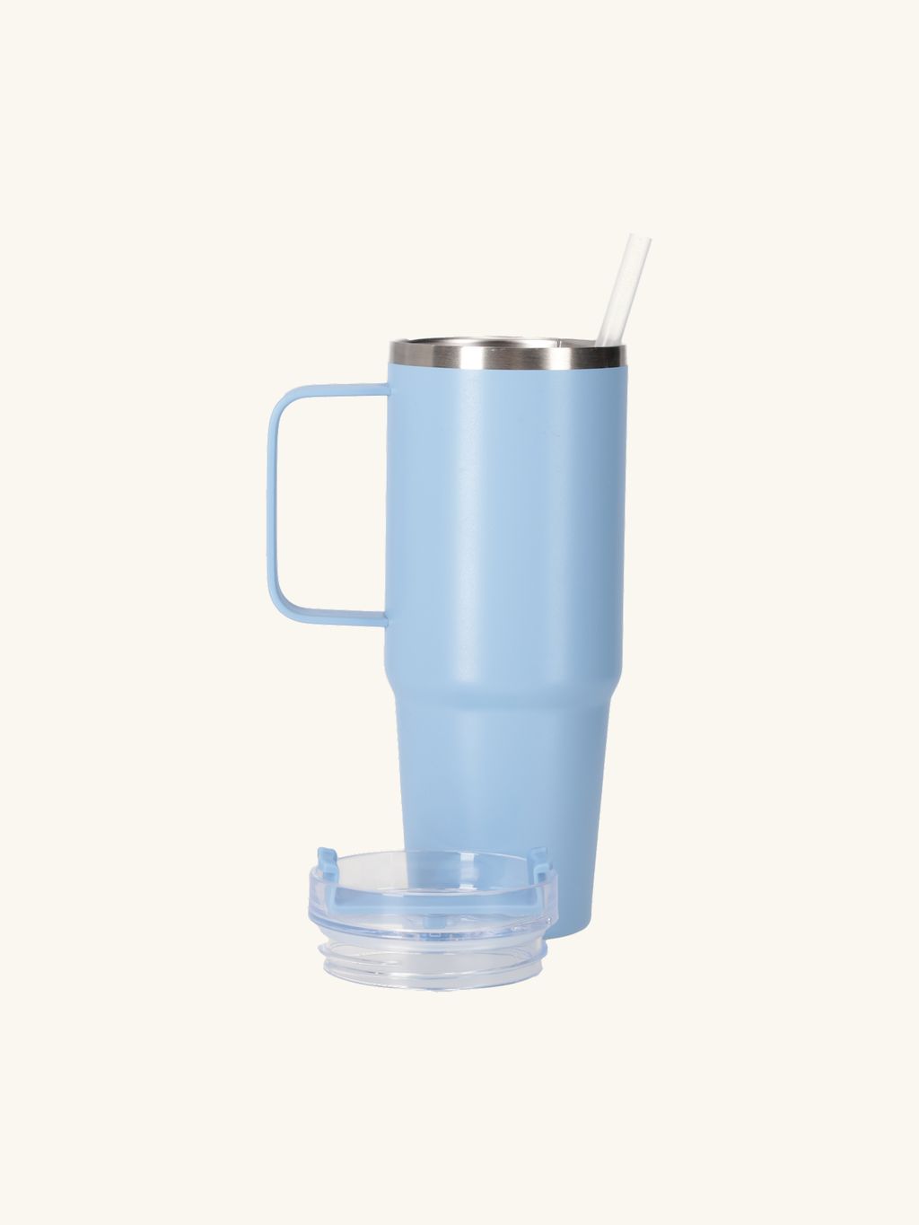 Mug avec anse et paille 880 ml | Acier inoxydable. | Milky Blue