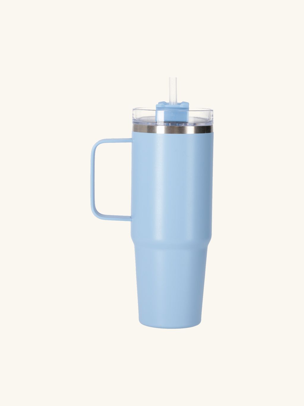 Mug avec anse et paille 880 ml | Acier inoxydable. | Milky Blue