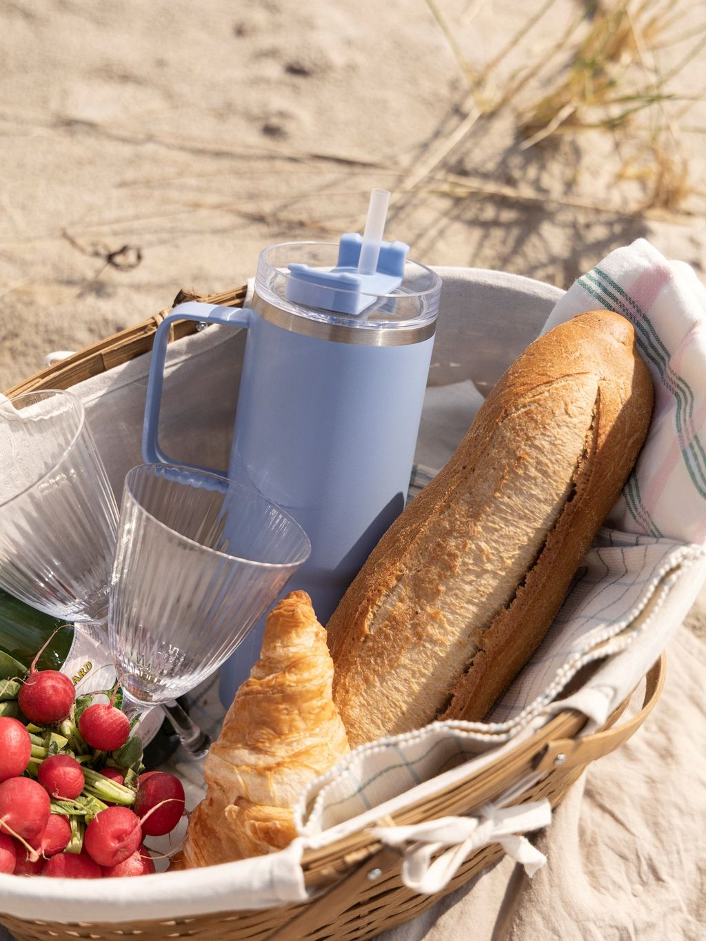 Mug avec anse et paille 880 ml | Acier inoxydable. | Milky Blue