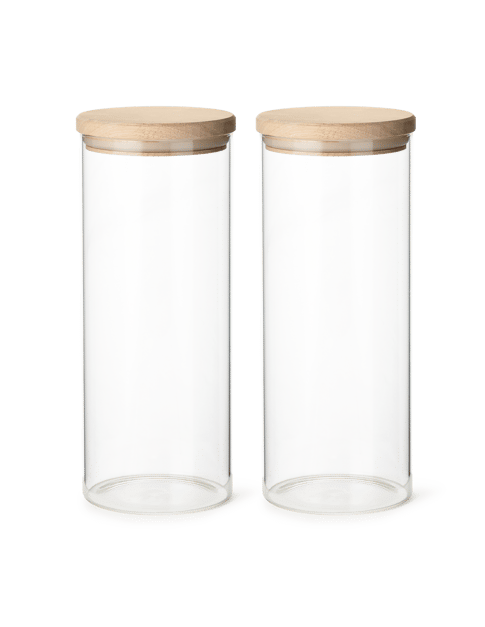 Jars with lid 2-pack | Glass/rubber wood. 1400 ml. 2 pcs. | Clear