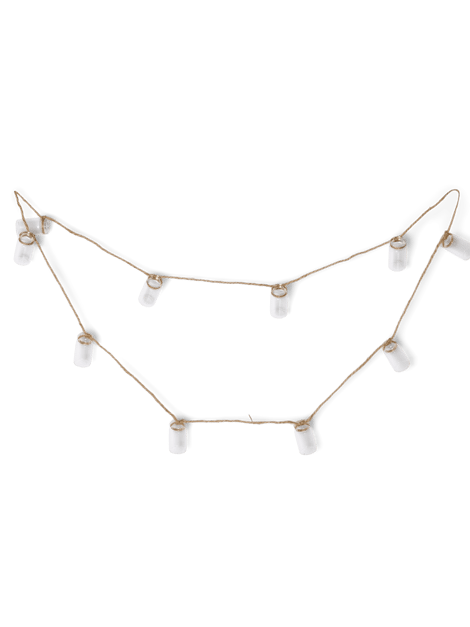 Vases on string | Glass. 150 cm. 10 vases. | Clear