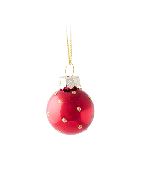 Julekule | Glass. Ø3 cm. | Red, Gold