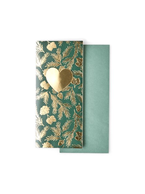 Kort med kuvert | Papir. 10,5 x 22,8 cm. | Pine Green
