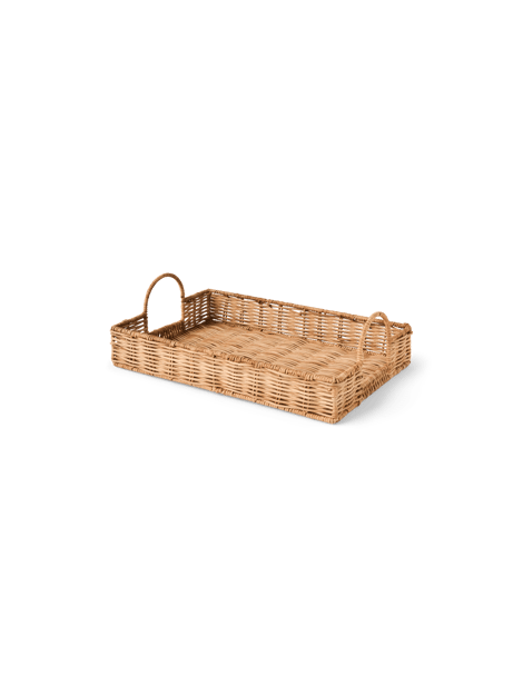 Rattan tray | Iron/rattan. 35 x 23 x 10 cm. | Dark Wood