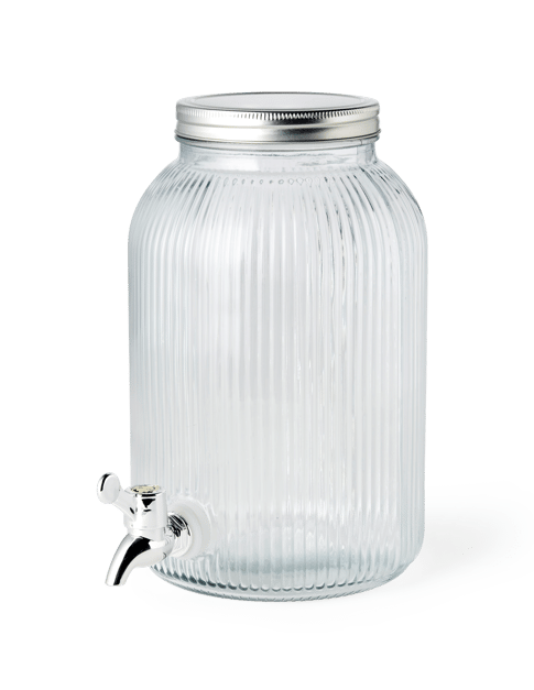 Spender mit Zapfhahn 3,5 L | Glas/Metall. 25,5 x 16 cm. | Clear