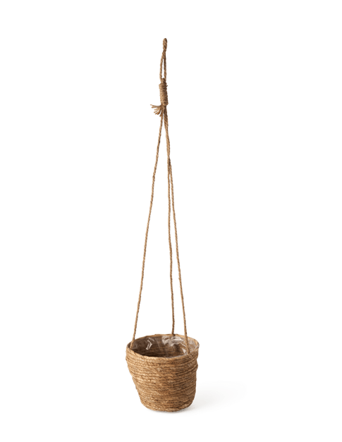 Hanging flowerpot | Cattail straw. 16 x 18 cm. | Nature